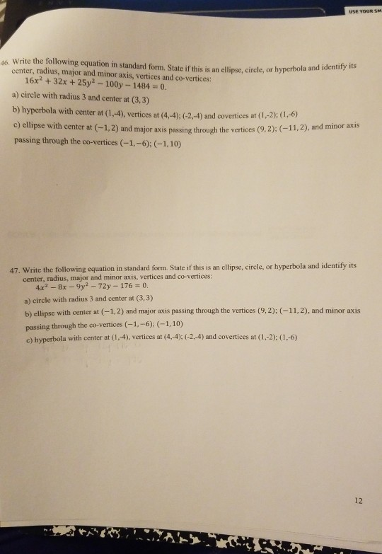 Solved 46. write the following equation in standard form. | Chegg.com