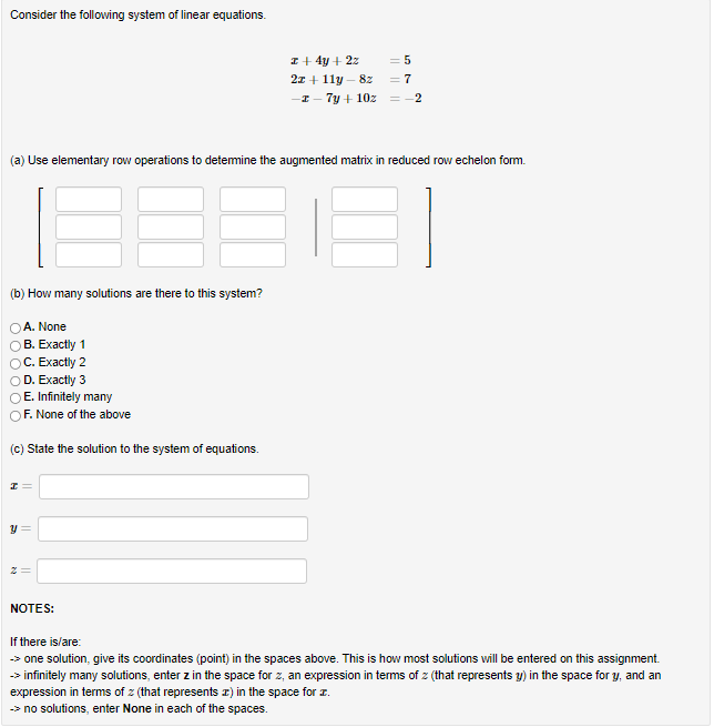 Solved Consider the following system of linear | Chegg.com