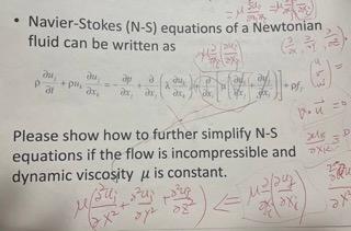 Solved - Navier-Stokes (N-S) equations of a Newtonian fluid | Chegg.com