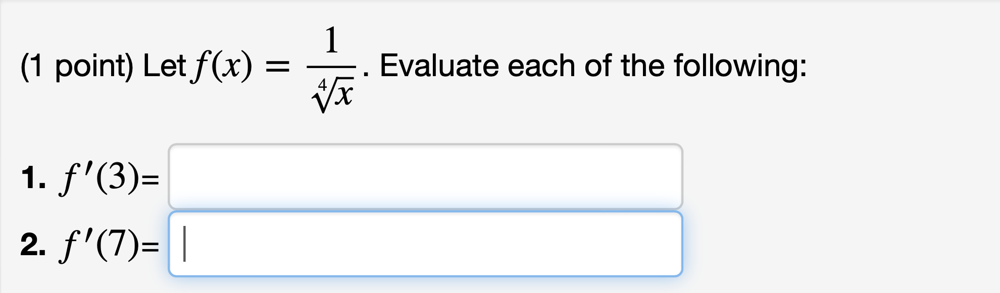 Solved (1 point) Let f(x)=4x1. Evaluate each of the | Chegg.com