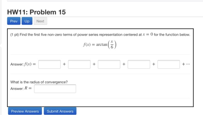 Solved HW11: Problem 15 Prev Up (1 pt) Find the first five | Chegg.com