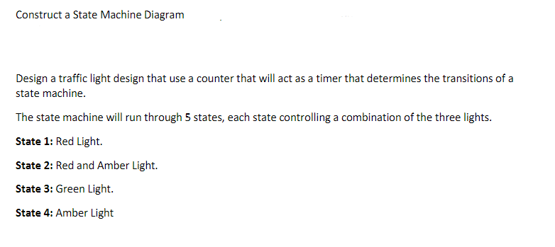 Solved Construct a State Machine Diagram Design a traffic | Chegg.com