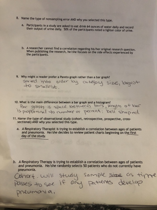 Solved 8. Name the type of nonsampling error AND why you | Chegg.com