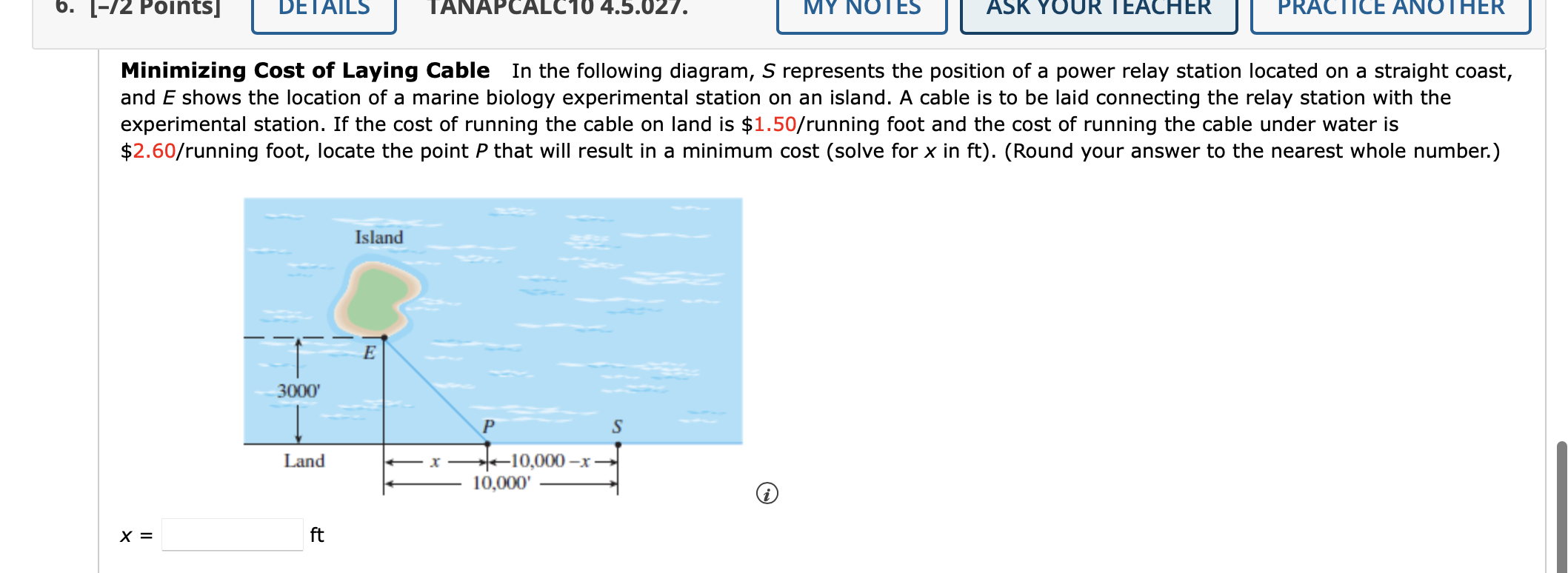 Solved Minimizing Cost of Laying Cable In the following | Chegg.com