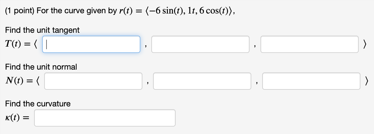 Solved (1 point) For the curve given by | Chegg.com