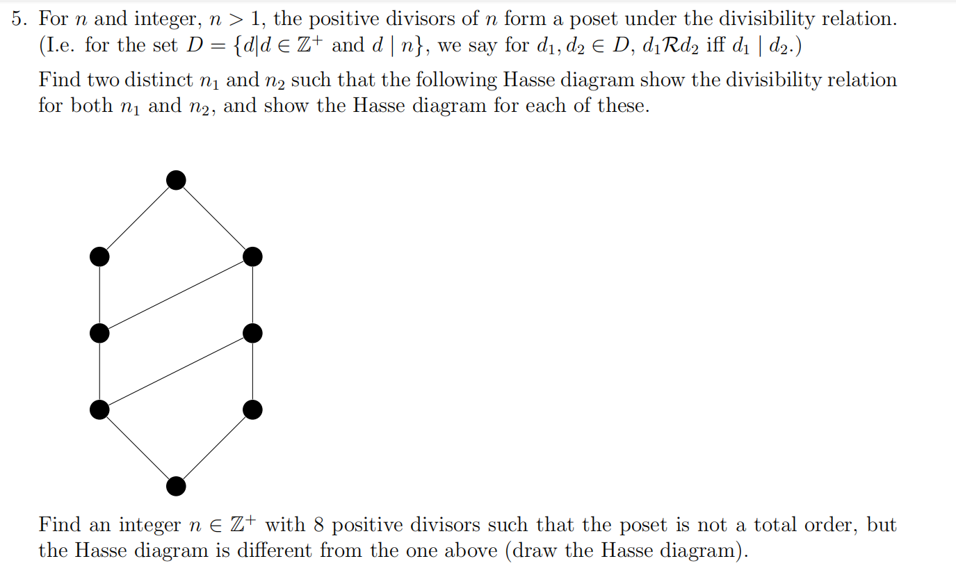 Solved 5. For n and integer, n > 1, the positive divisors of | Chegg.com