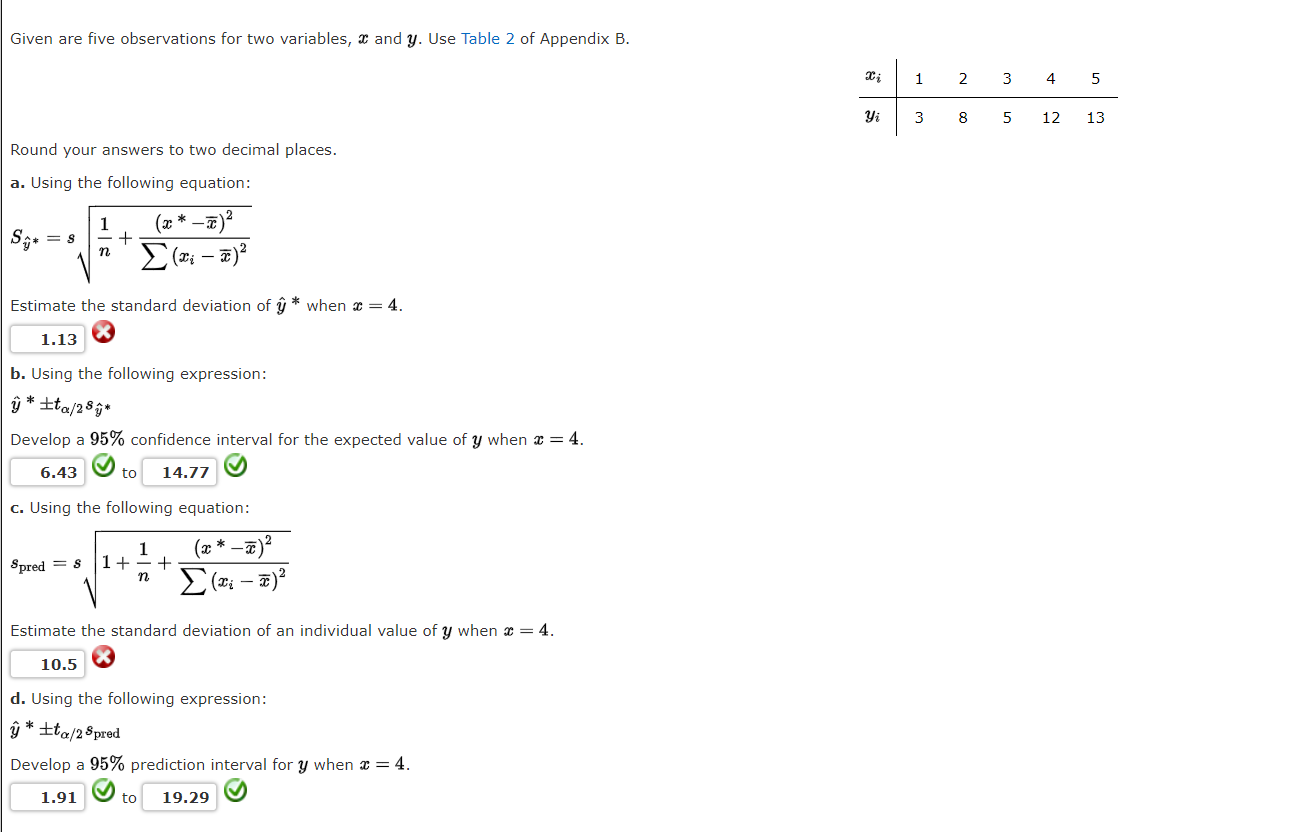 Solved Given are five observations for two variables, X and | Chegg.com