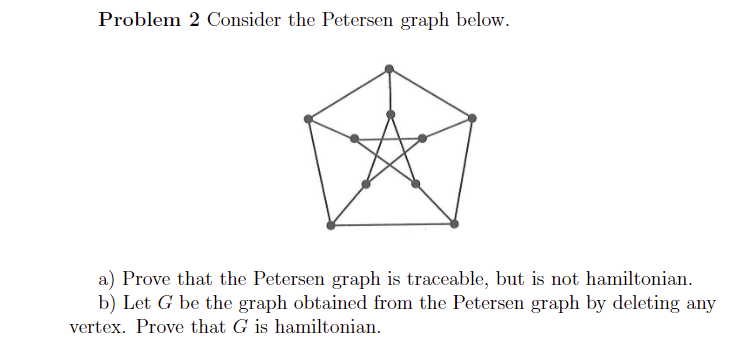 Solved Problem 2 Consider the Petersen graph below. a) Prove | Chegg.com