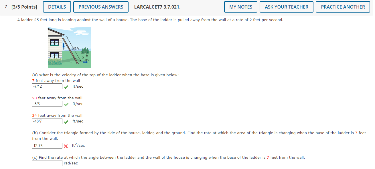 Solved 7. [3/5 Points] DETAILS PREVIOUS ANSWERS LARCALCET7 | Chegg.com