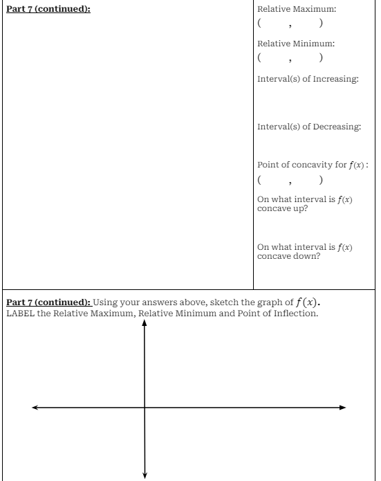Solved Part 7 (continues on next page): For the function | Chegg.com
