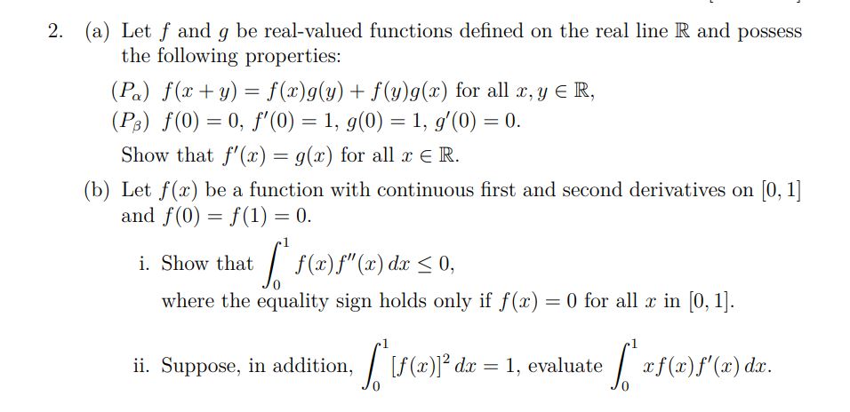 Solved A Let F And G Be Real Valued Functions Defined On