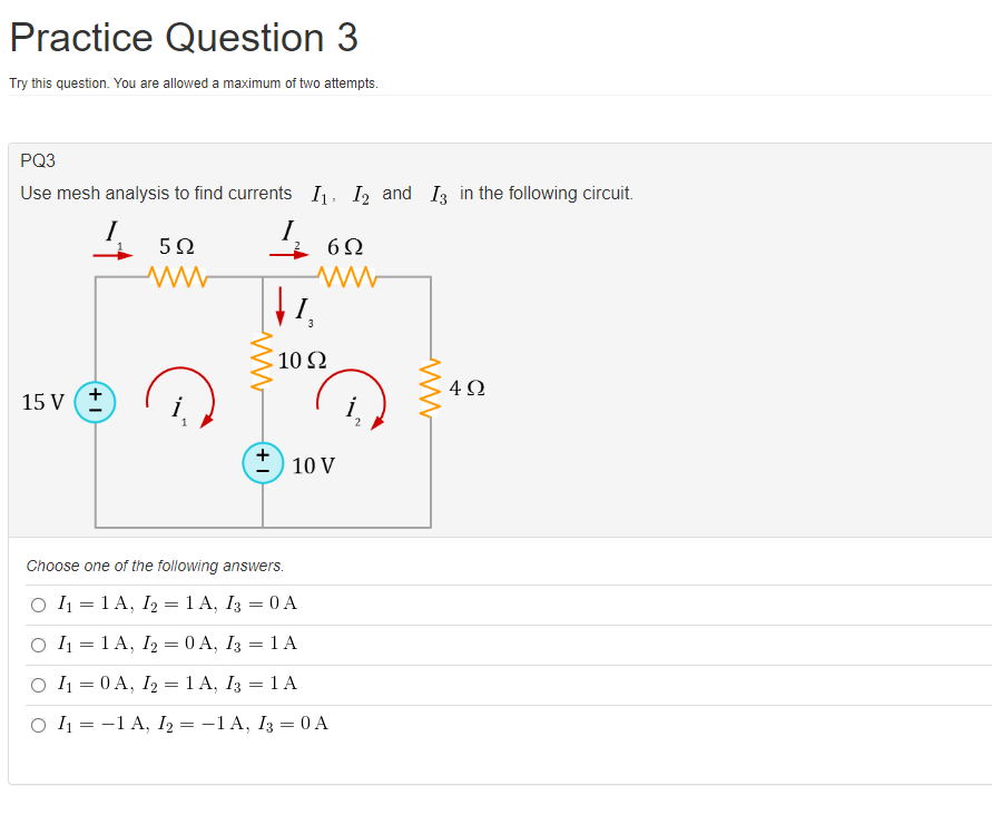 Solved PQ3Use mesh analysis to find currents I1,I2 ﻿and I3 | Chegg.com