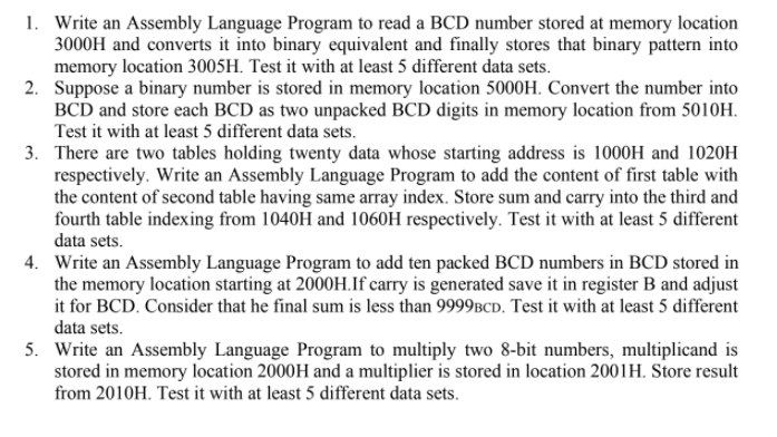 Solved 1. Write an Assembly Language Program to read a BCD | Chegg.com