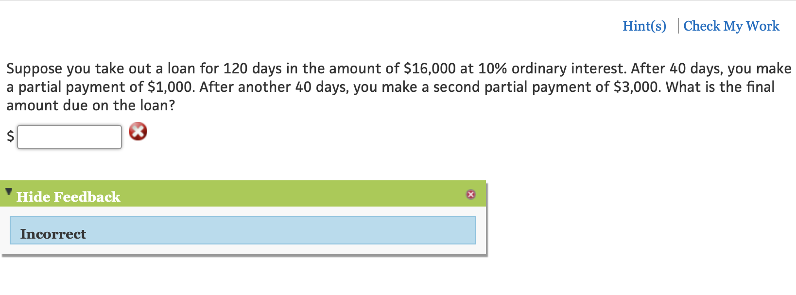 Solved Hint(s) Check My Work Suppose you take out a loan for | Chegg.com