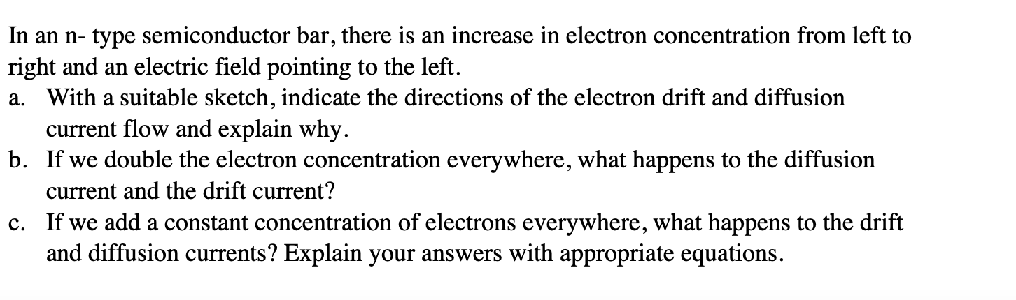 Solved In an n - type semiconductor bar, there is an | Chegg.com