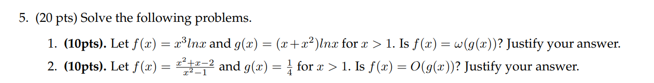 Solved (20 pts) ﻿Solve the following problems.(10pts). ﻿Let | Chegg.com