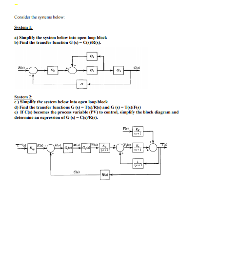 Solved Consider the systems below: System 1: a) Simplify the | Chegg.com