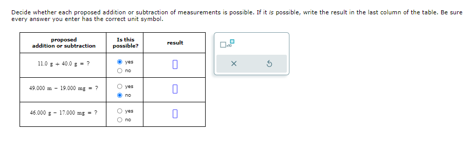 Solved Decide whether each proposed addition or subtraction | Chegg.com