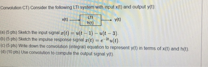 Solved Convolution CT) Consider the following LTI system | Chegg.com