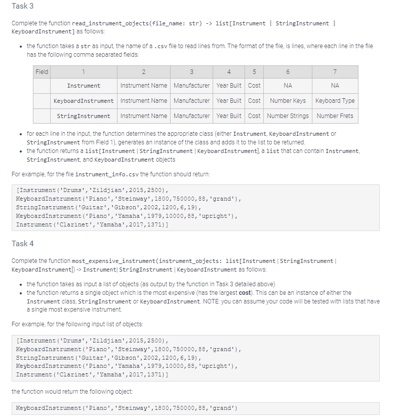 Solved Given the base class Instrument, define the __ init _ | Chegg.com