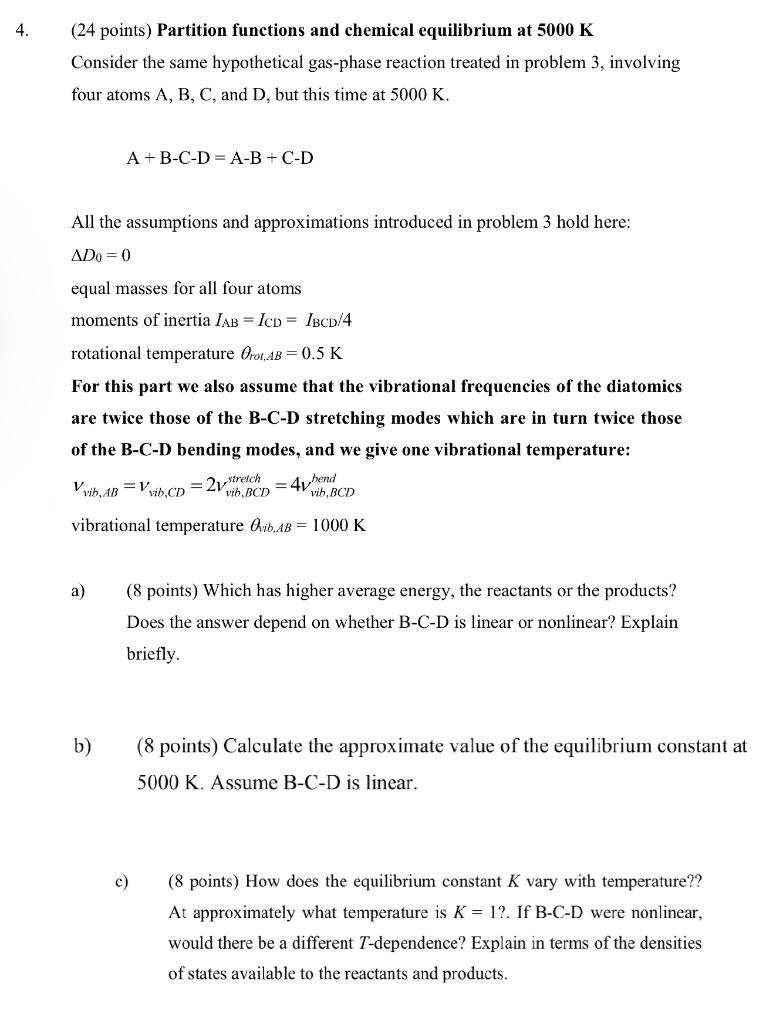 Solved (36 points) Partition functions and chemical | Chegg.com