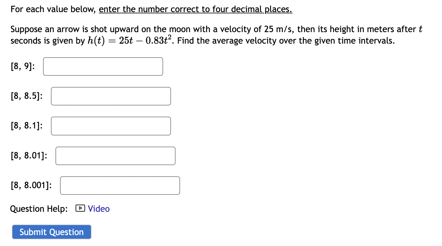 Solved For each value below, enter the number correct to | Chegg.com