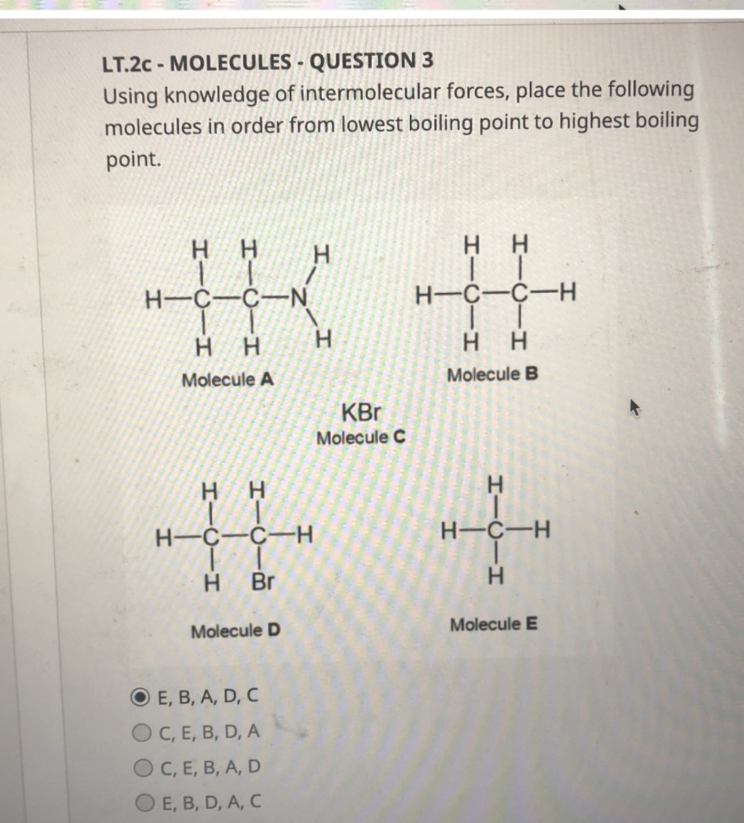 Solved Using knowledge of intermolecular forces, place the | Chegg.com