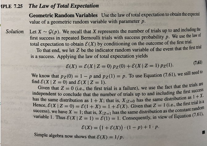 PLE 7.25 The Law of Total Expectation Geometric | Chegg.com