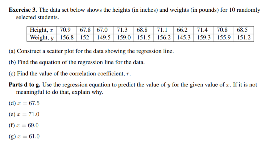 Solved Exercise 3. The data set below shows the heights (in | Chegg.com