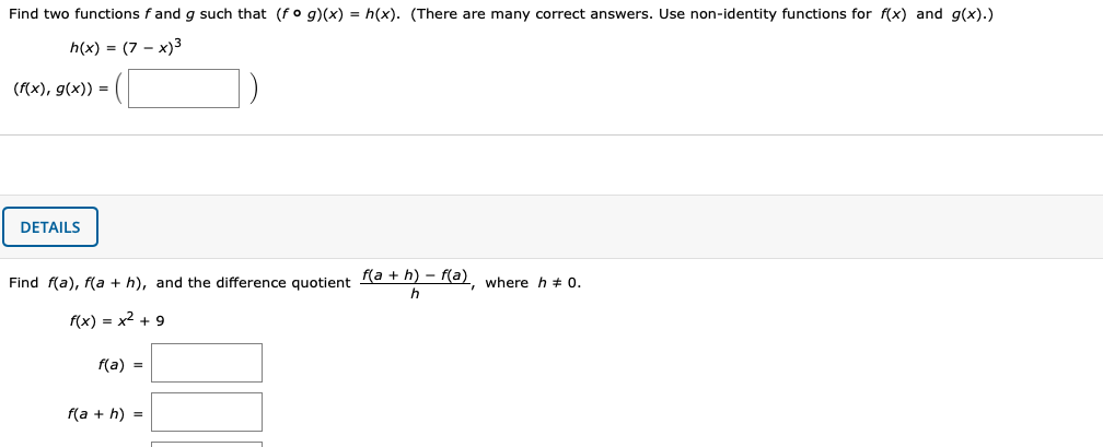 Solved Find Two Functions Fand G Such That Fog X N X