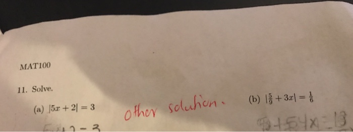 Solved MAT100 11. Solve. (b) 19 +3 | Chegg.com