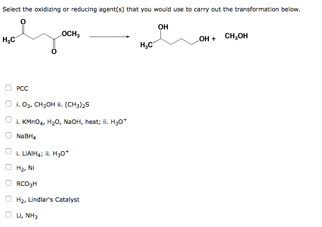 Solved Select the oxidizing or reducing agent(s) that you | Chegg.com