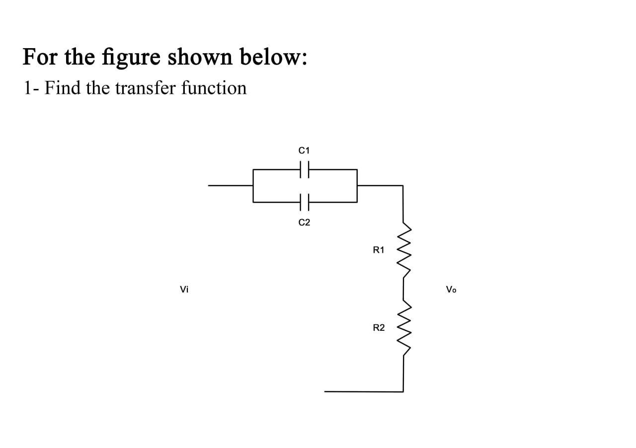 For the figure shown below: 1- Find the transfer | Chegg.com