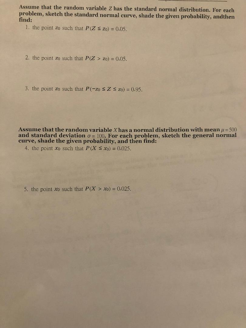 Solved Assume That The Random Variable Z Has The Standard 