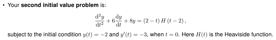 Solved Using Laplace transforms, solve the second initial | Chegg.com