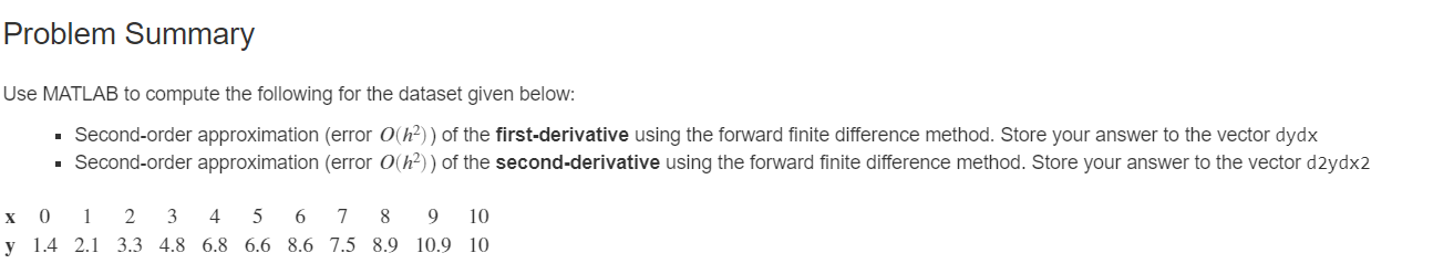 Problem Summary Use MATLAB to compute the following | Chegg.com