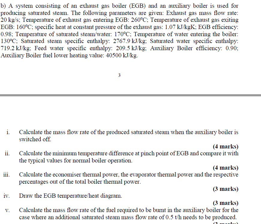 b) A system consisting of an exhaust gas boiler (EGB) | Chegg.com