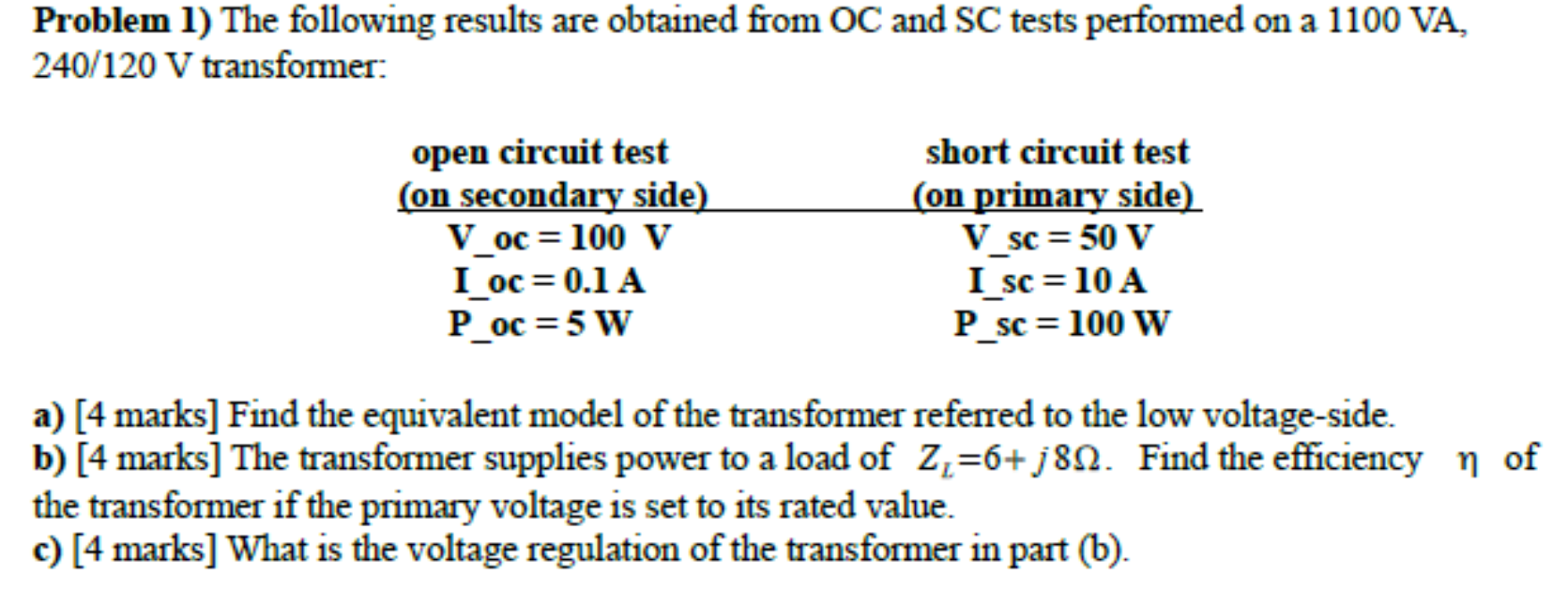 Solved Problem 1) The following results are obtained from OC | Chegg.com