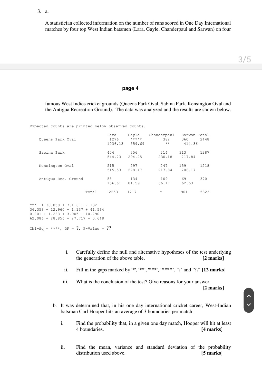Solved 3. a. A statistician collected information on the | Chegg.com