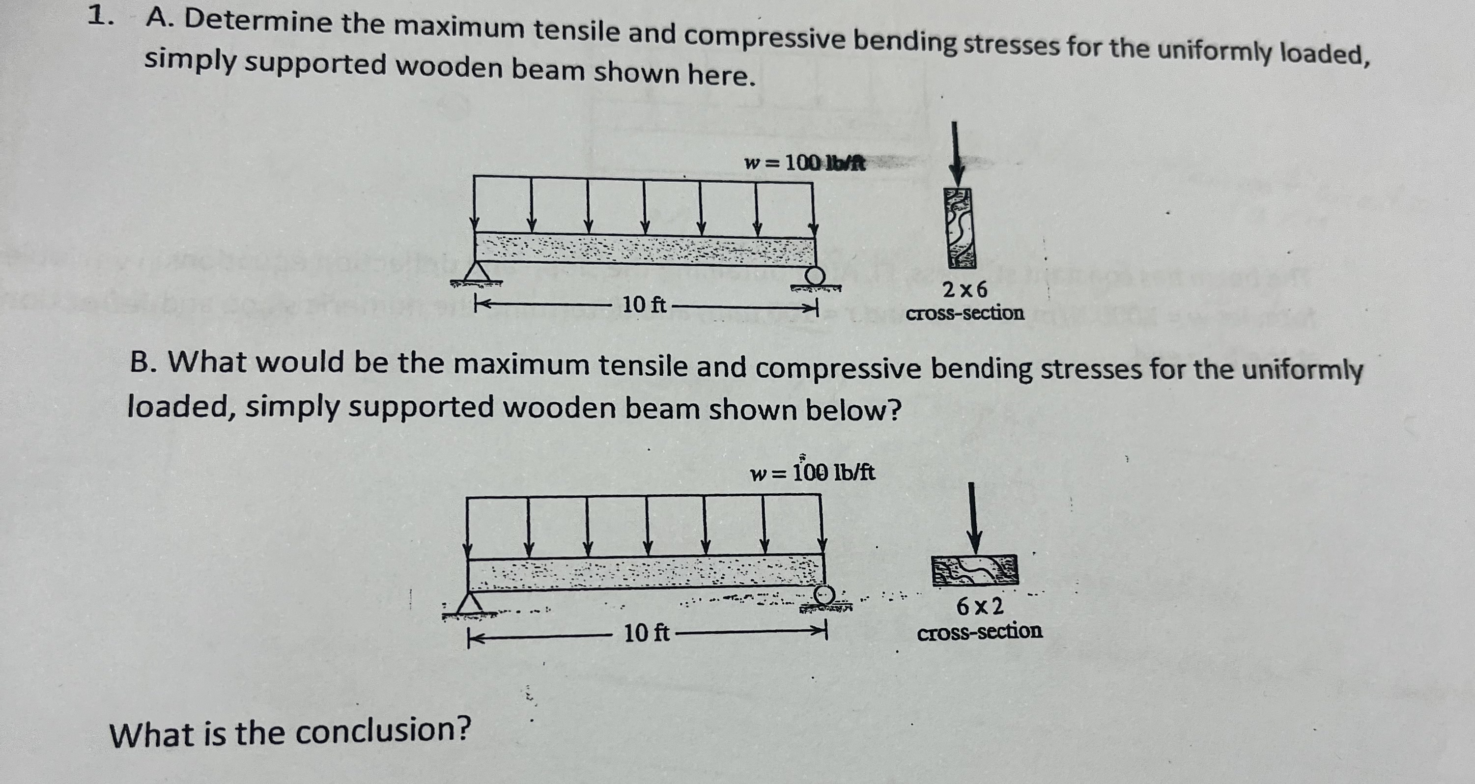Solved A. Determine the maximum tensile and compressive | Chegg.com