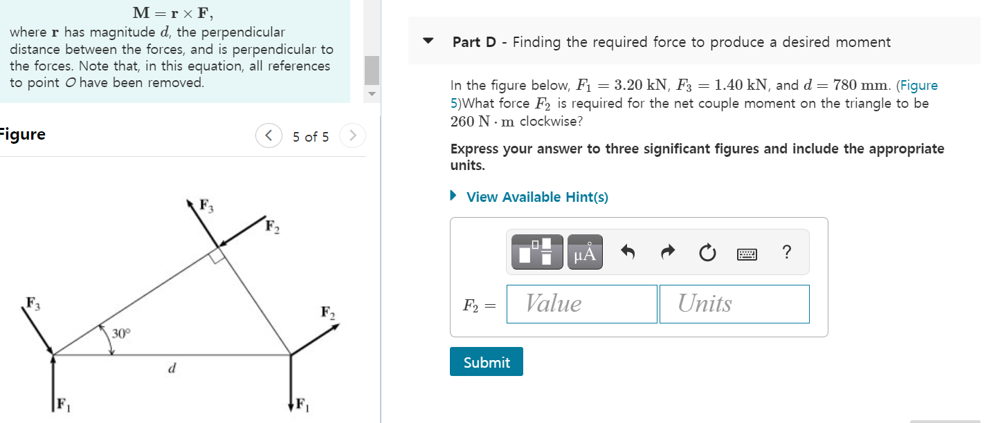 Solved M=rxF, where r has magnitude d, the perpendicular | Chegg.com