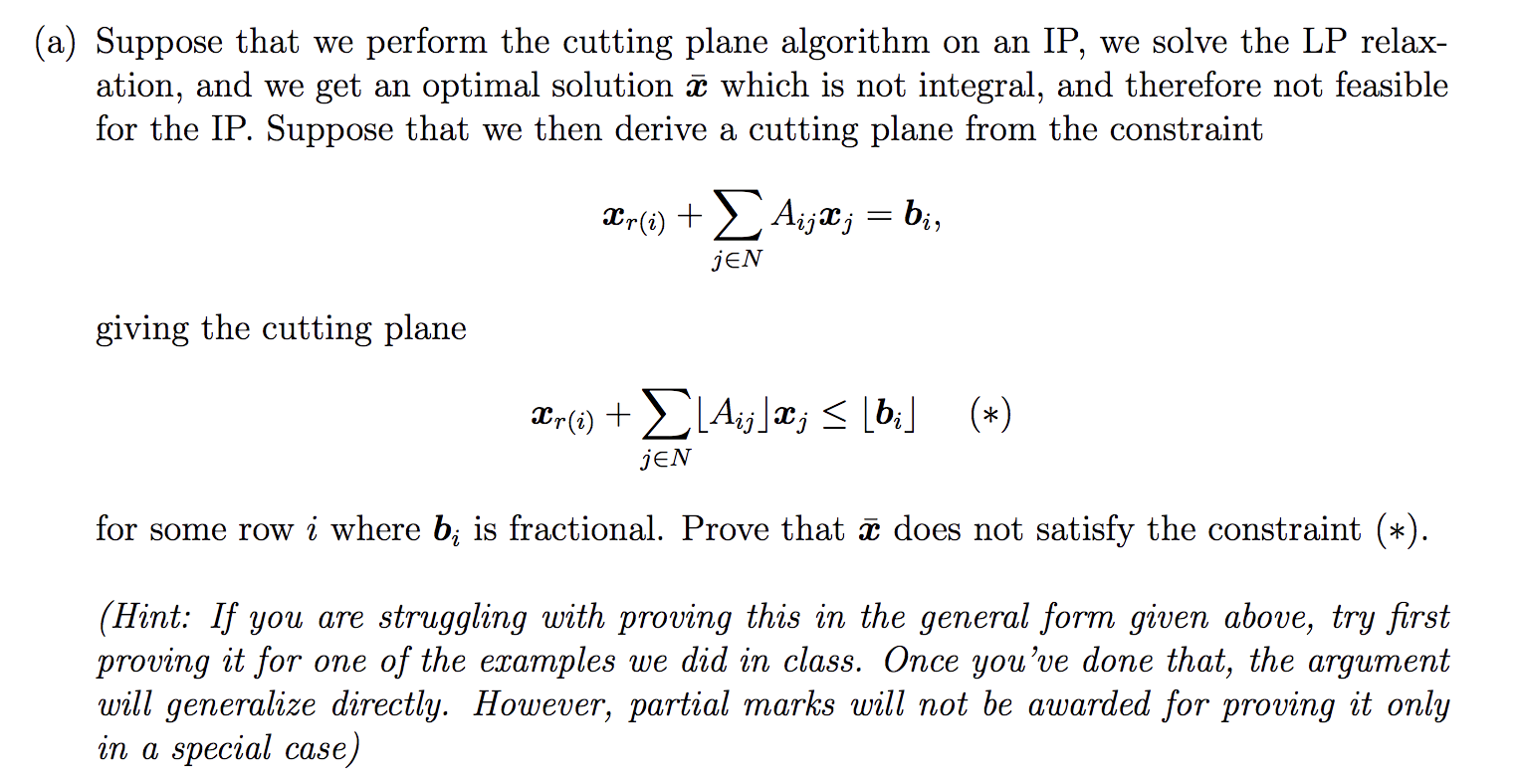 Solved (a) Suppose that we perform the cutting plane | Chegg.com