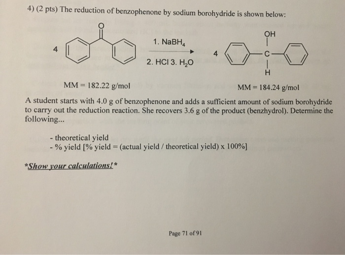 Solved 4) (2 pts) The reduction of benzophenone by sodium | Chegg.com