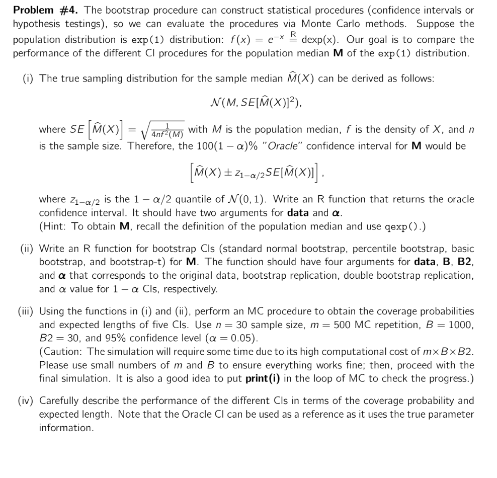 Solved Problem \#4. The bootstrap procedure can construct | Chegg.com