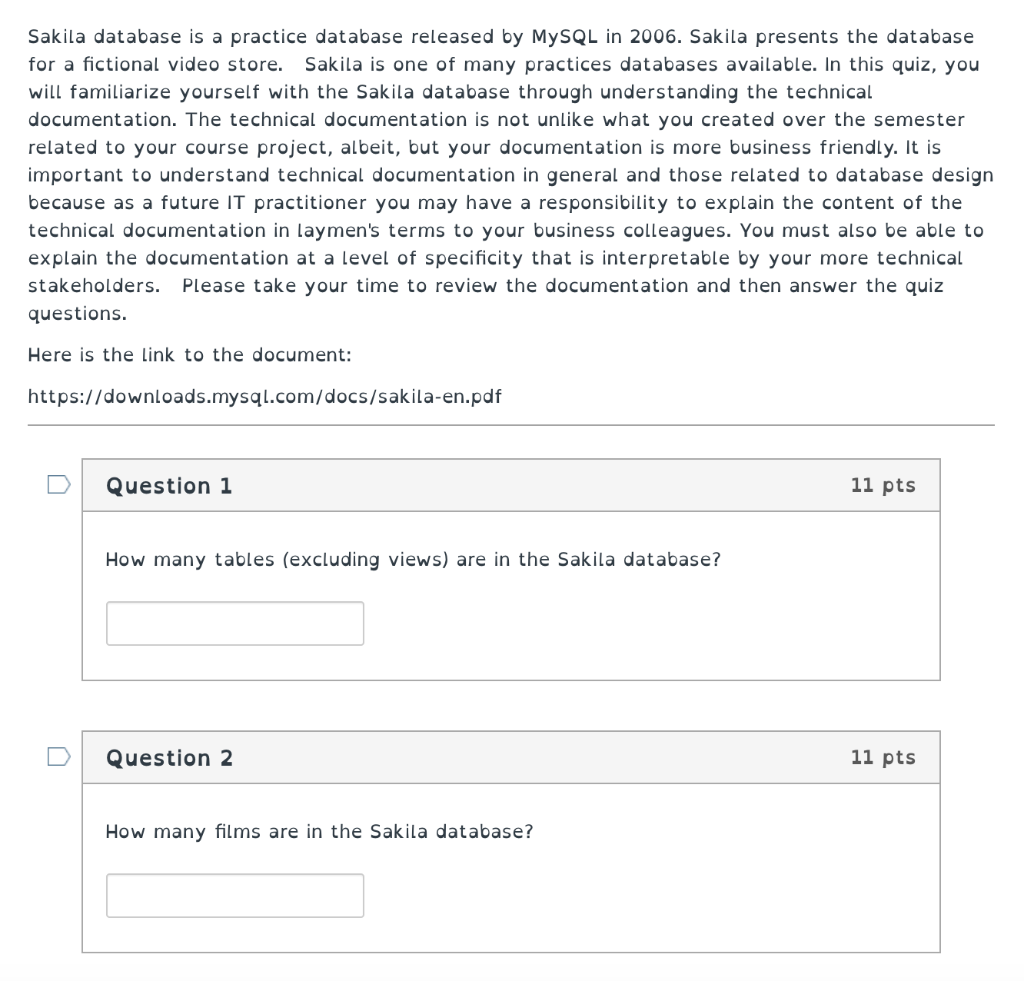 Sakila database is a practice database released by | Chegg.com