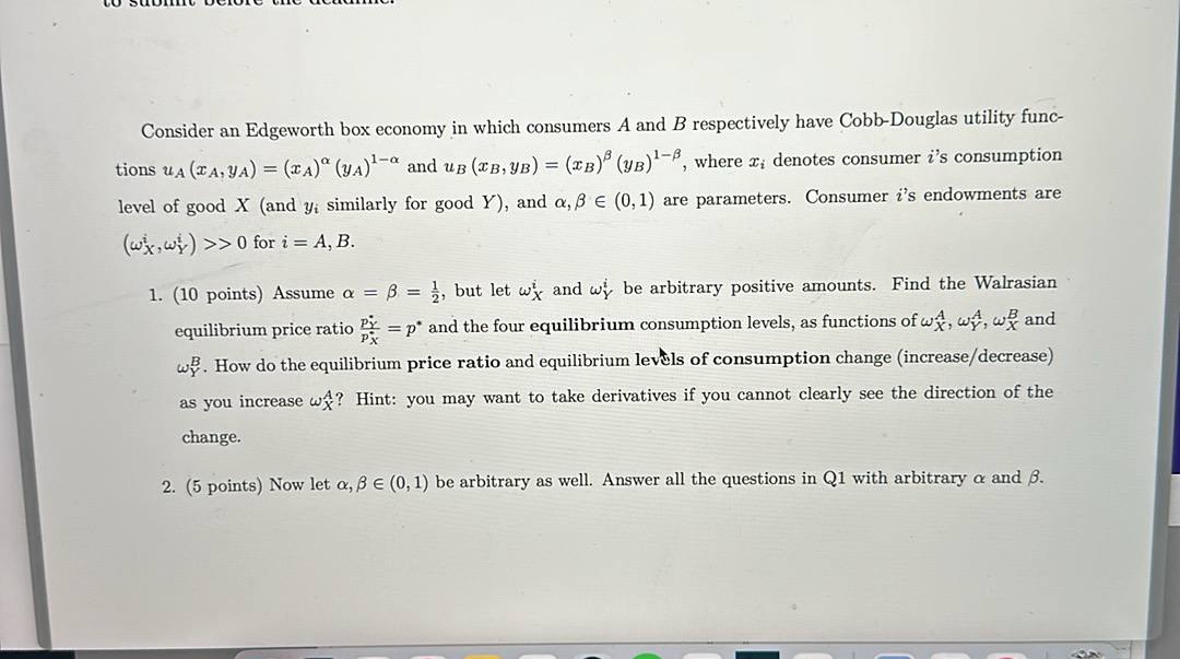 Solved Consider an Edgeworth box economy in which consumers | Chegg.com