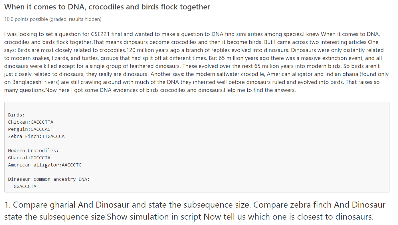 Solved When it comes to DNA, crocodiles and birds flock | Chegg.com