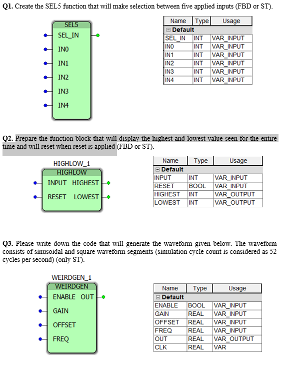 Q1. Create the SEL5 function that will make selection | Chegg.com