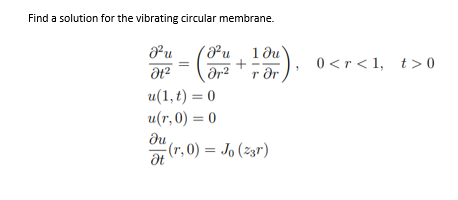 Solved Find a solution for the vibrating circular membrane. | Chegg.com