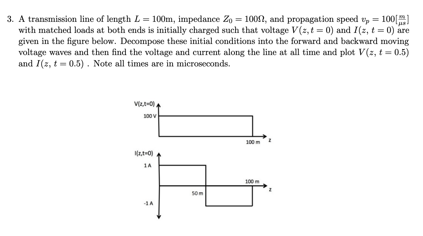 3. A transmission line of length L with matched loads | Chegg.com